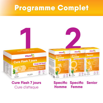 VITAMIN'22 Cure flash - 7 jours pour se booster - Goût Orange. - Vitamin'22